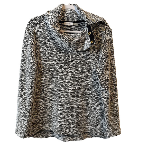 Calvin Klein | Sweaters | Calvin Klein Womens M Modern Cowl Gold Snap ...